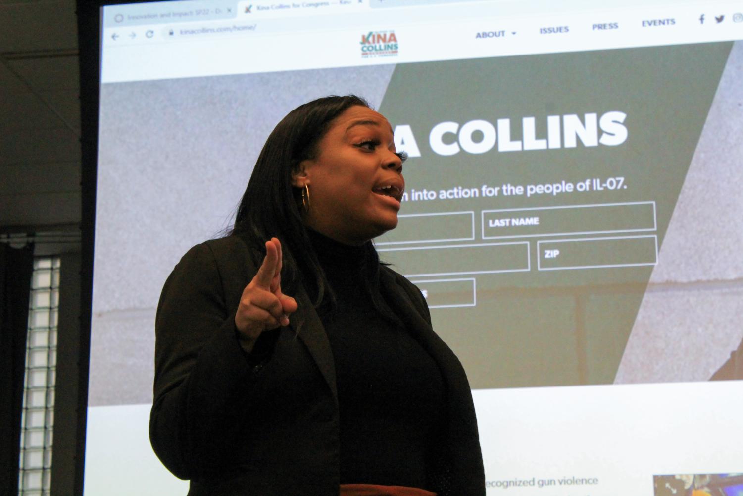 Illinois congressional candidate Kina Collins visits campus, shares ...
